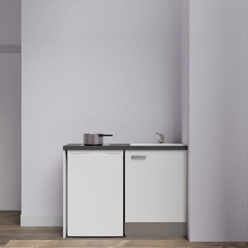 Kitchenette K08L-PT - 120 cm avec plan de travail et évier - Façade ...