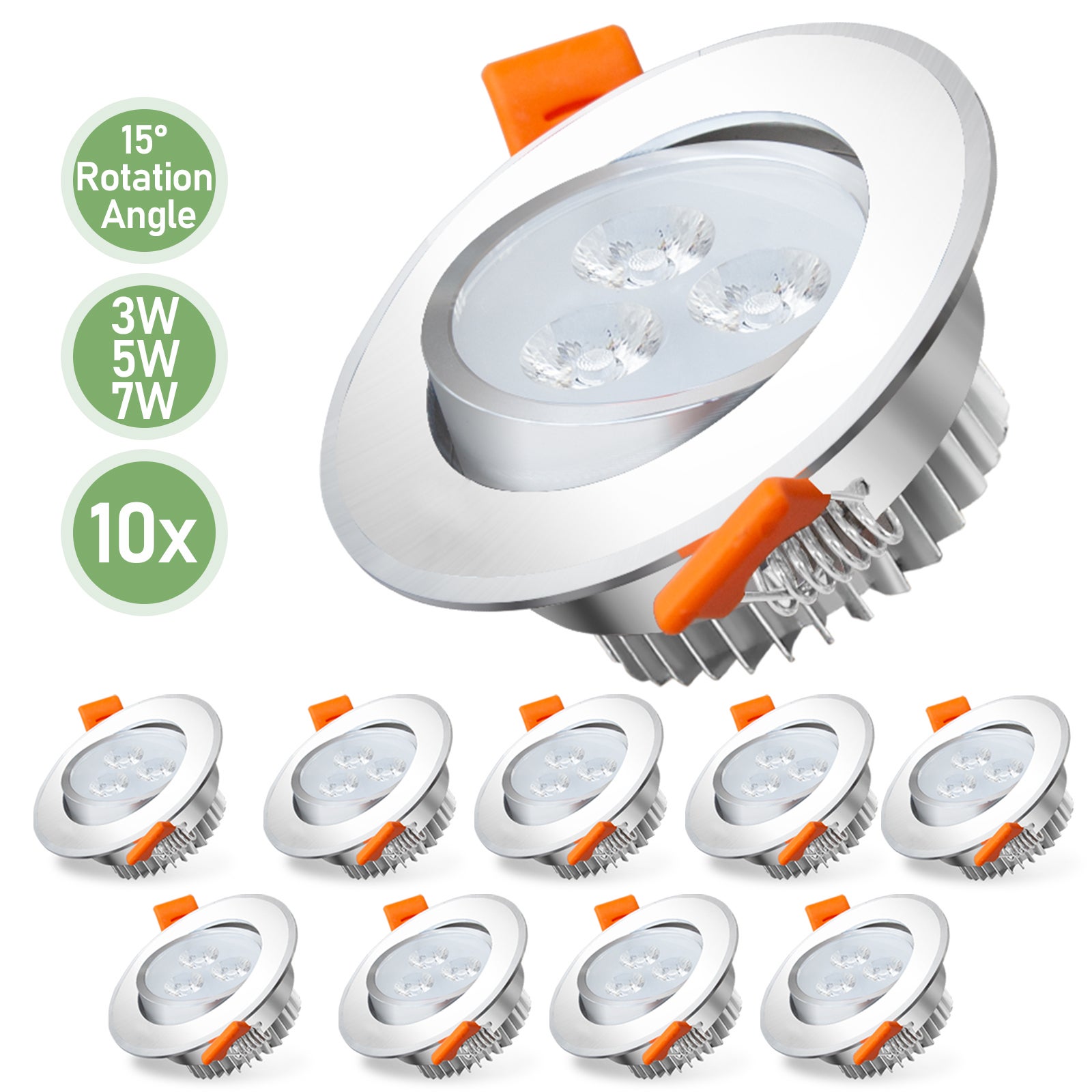 Lot de 10 Spots Encastrable LED Intégrés spots à encastrer Blanc chaud ...
