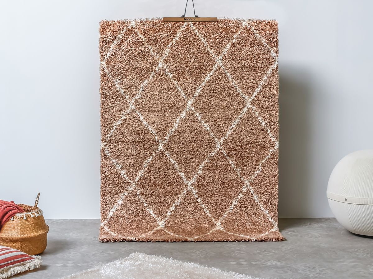 BOBOCHIC Tapis shaggy LANA motif berbère Beige 140x200 | Leroy Merlin