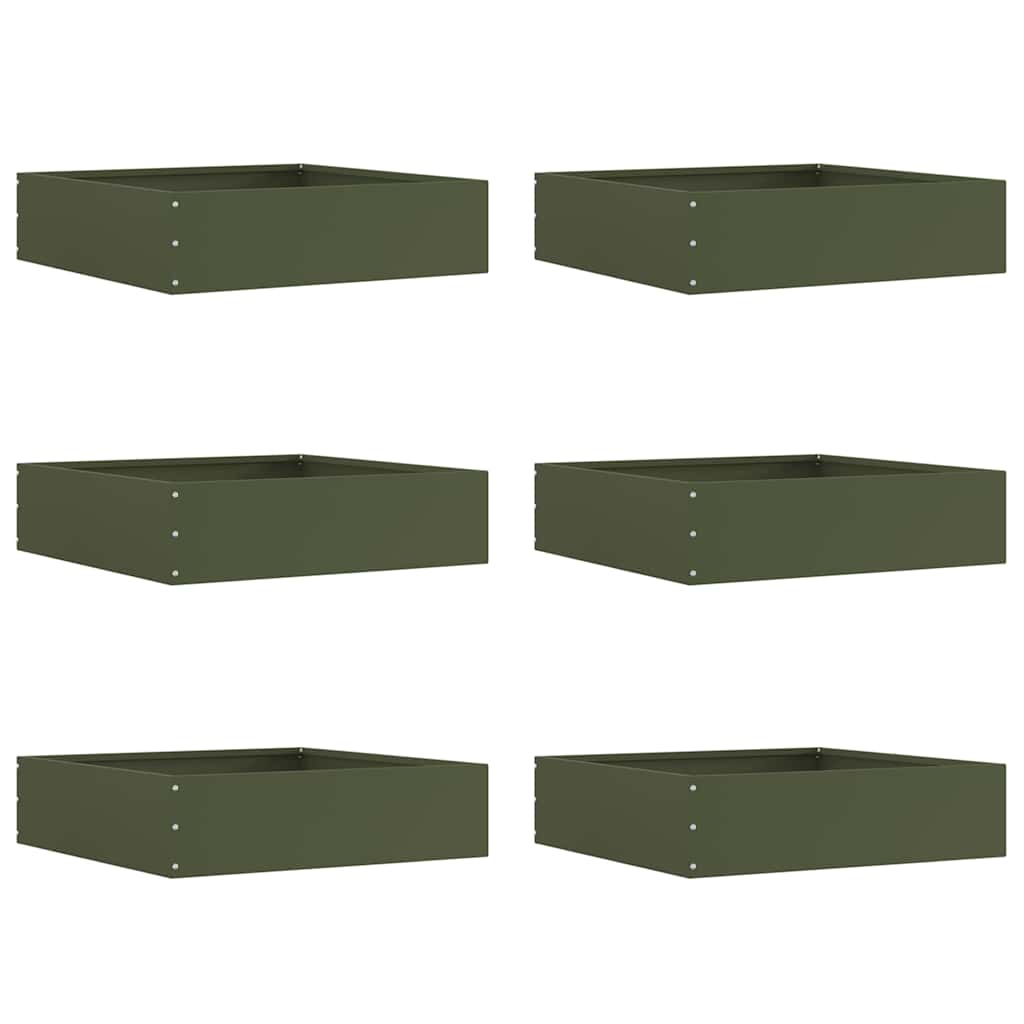 Bordure de Pelouse 6 pcs Vert olive 50 x 50 x 13 cm Acier vidaXL ...
