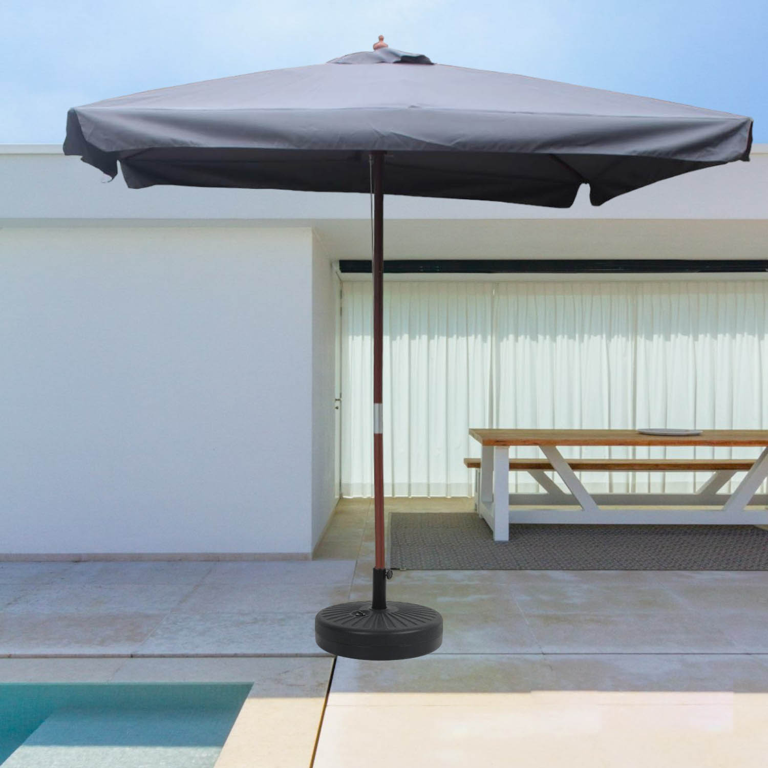 Parasol gris droit rond 3 x 3 m PALAWAN | Leroy Merlin