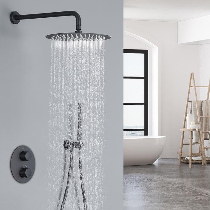 Colonne de Douche Thermostatique Noir en Laiton, Système Encastré avec ...