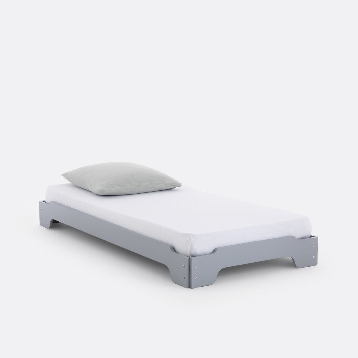 Lit empilable avec sommier, Egzigu - Gris - 90 x 190 cm | Leroy Merlin