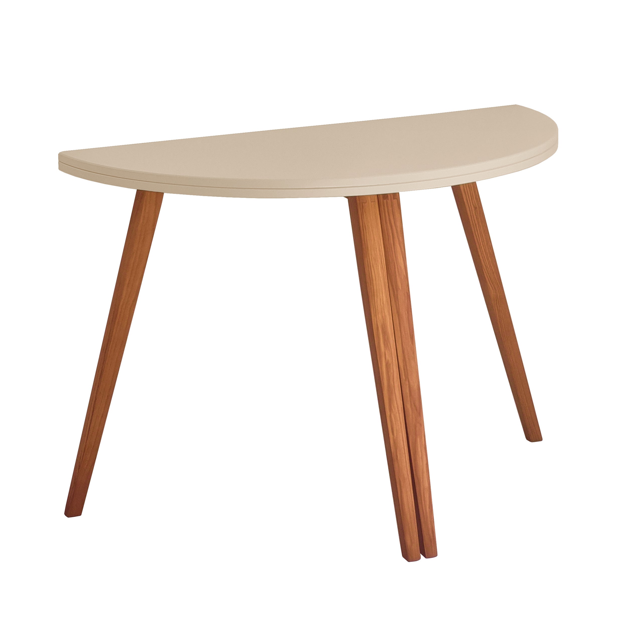 Table demi-lune, console extensible 60 x 120 Mawi, Beige Brun, table à ...