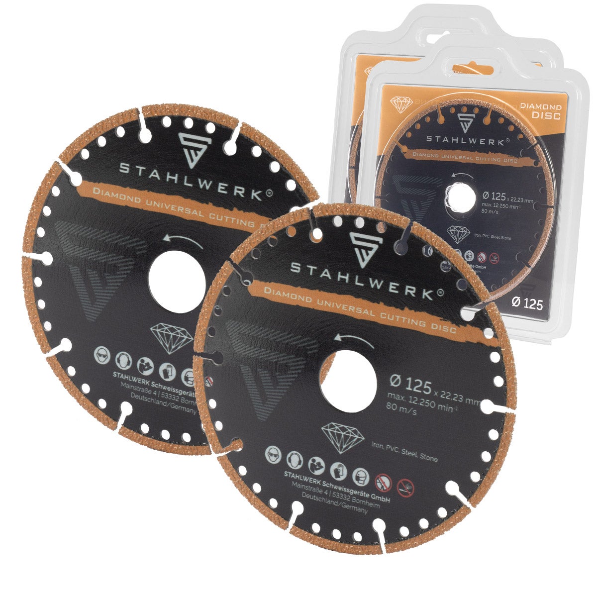 STAHLWERK Disque à tronçonner diamanté universel, set de 2, fer PVC ...