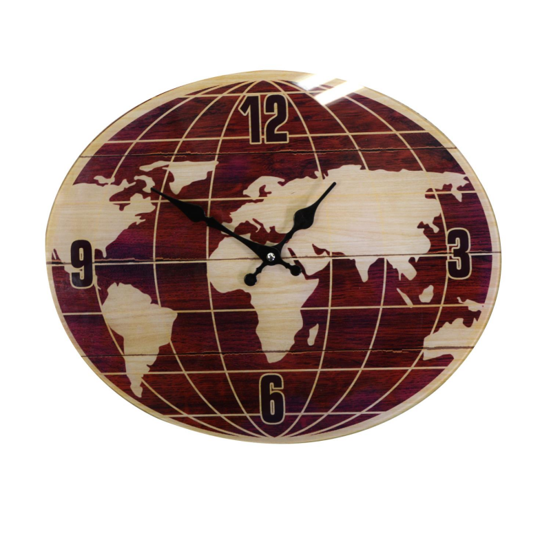 Horloge monde ovale en verre rouge cm34x4h34 | Leroy Merlin