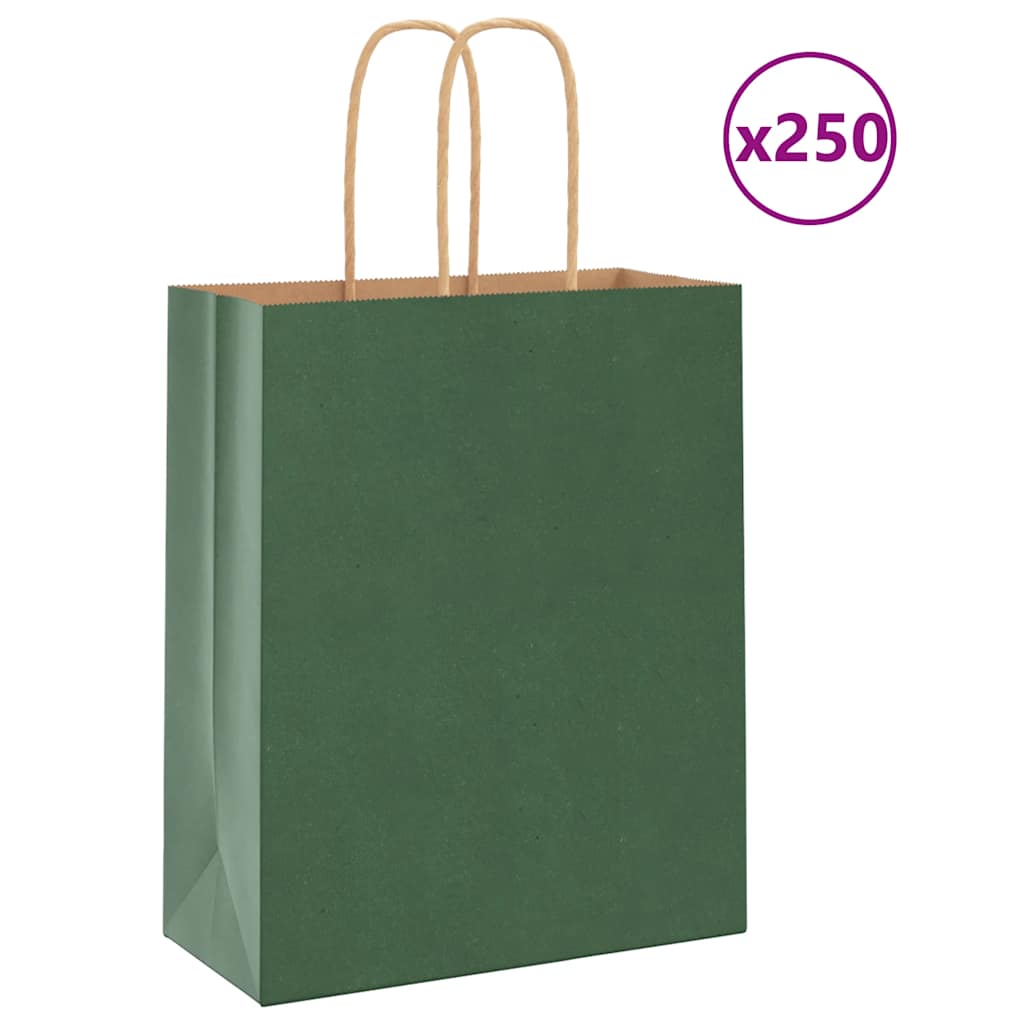 Sacs en papier kraft Bags pcs，Sacs kraft avec poignées vert 18x8x22 cm ...