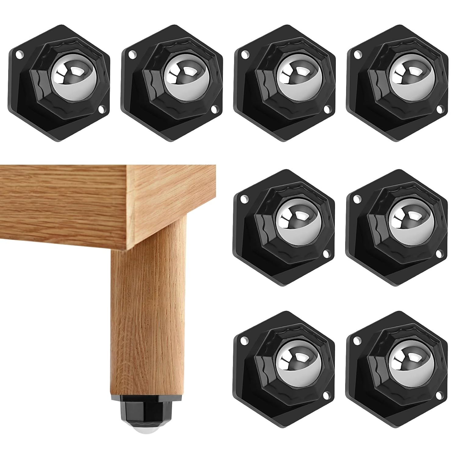 8 mini ruedas para muebles, ruedas giratorias de 360° para trabajo ...
