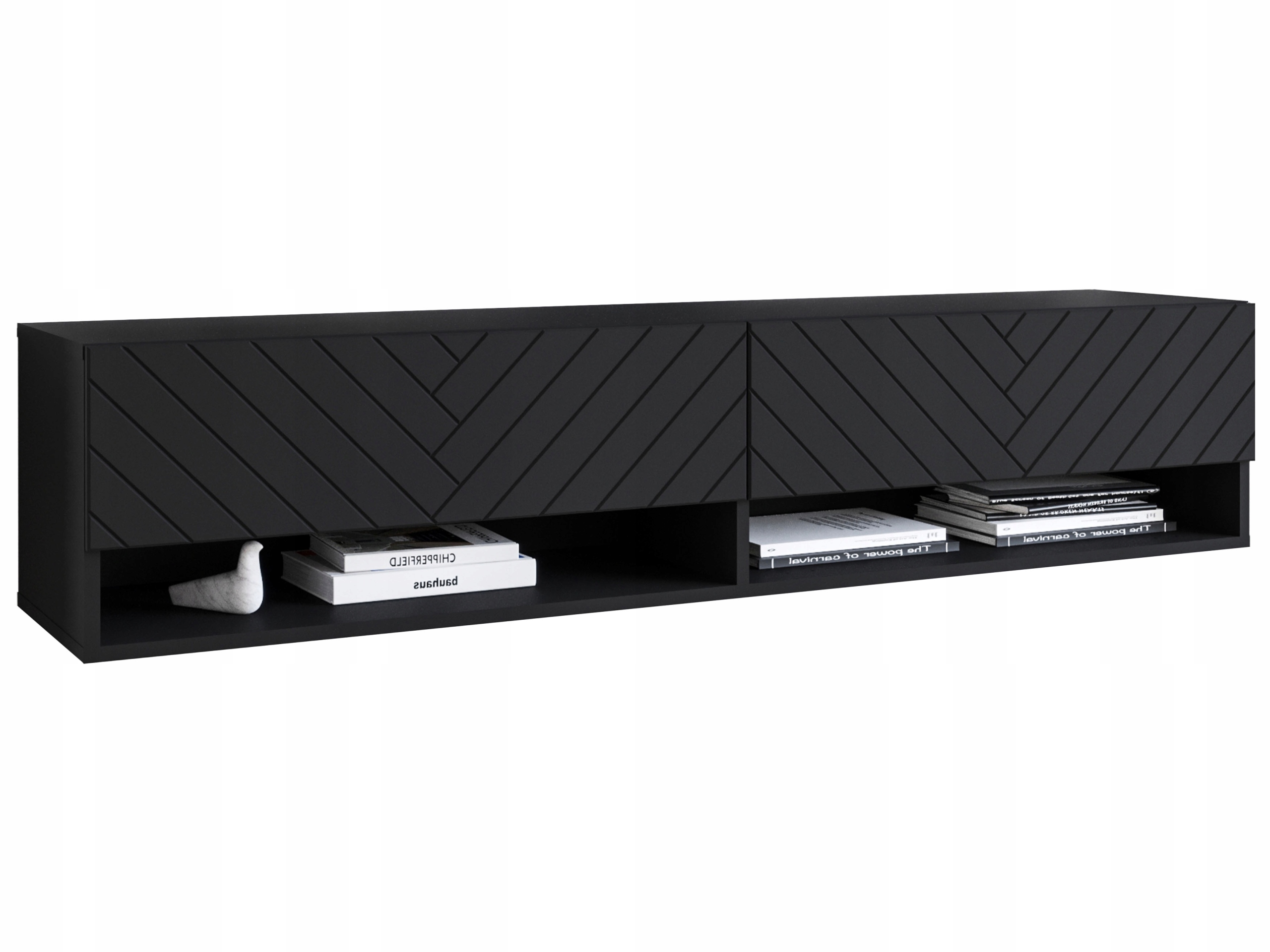 Meuble TV Lowboard A140 Noir graphite/Chevron Noir graphite, Nombre de ...