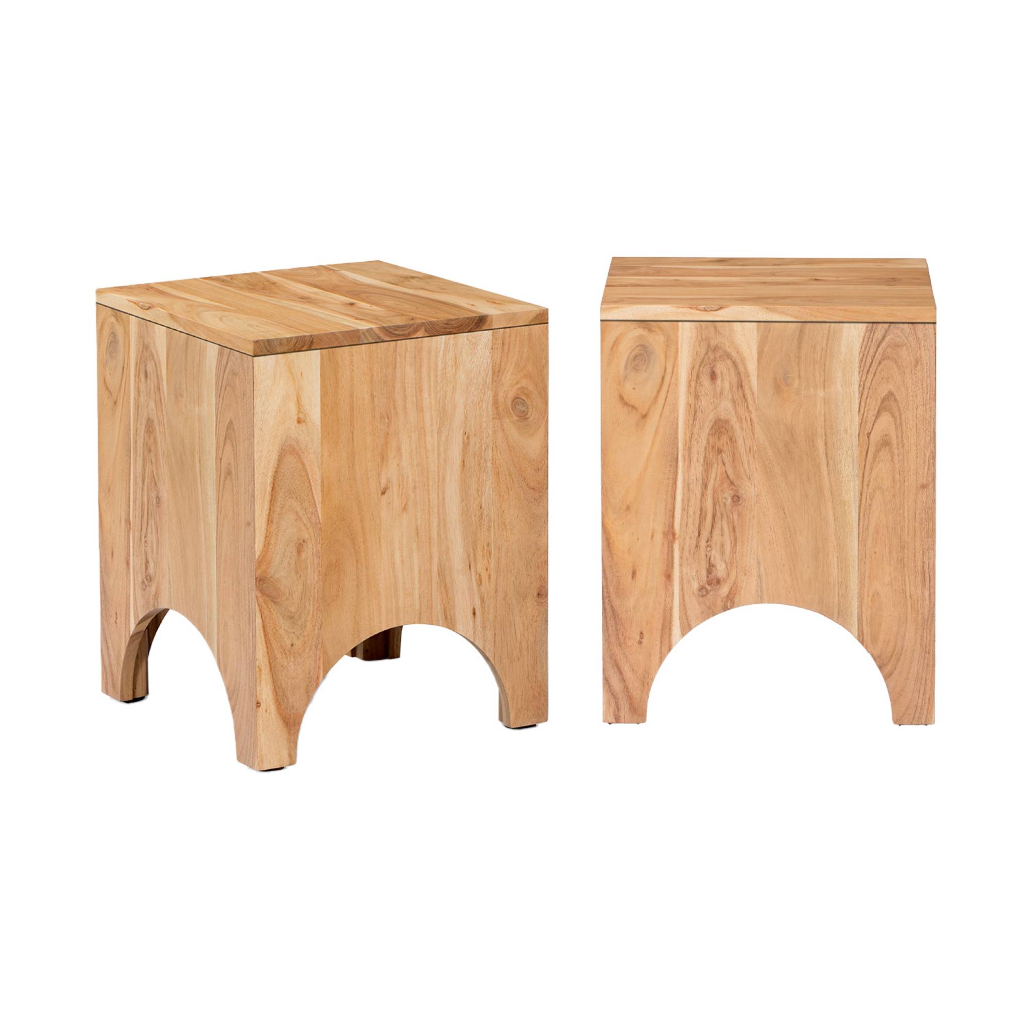 Mesita de noche, mesa auxiliar de madera de acacia , set de 2, Malapo ...