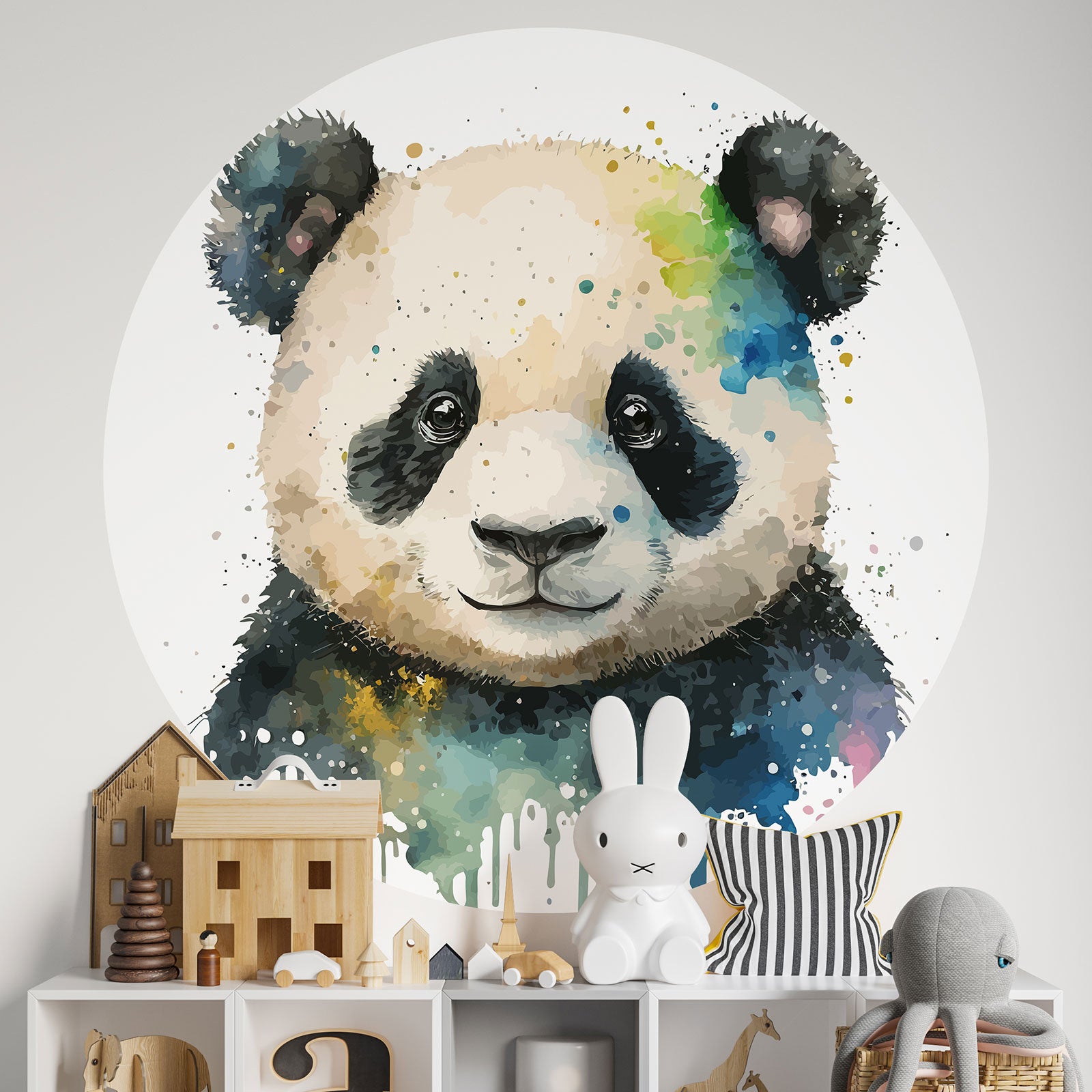 Sticker mural rond / cercle Enfants - Panda 3617689834160 - Adhésif MAT ...