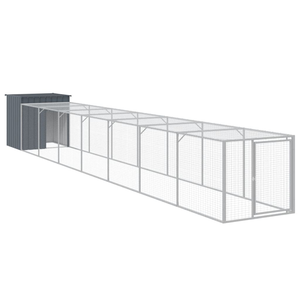 Gallinero jaula para gallinas con corral 110 x 813 x 110 cm acero galvanizado antracita 02 ...