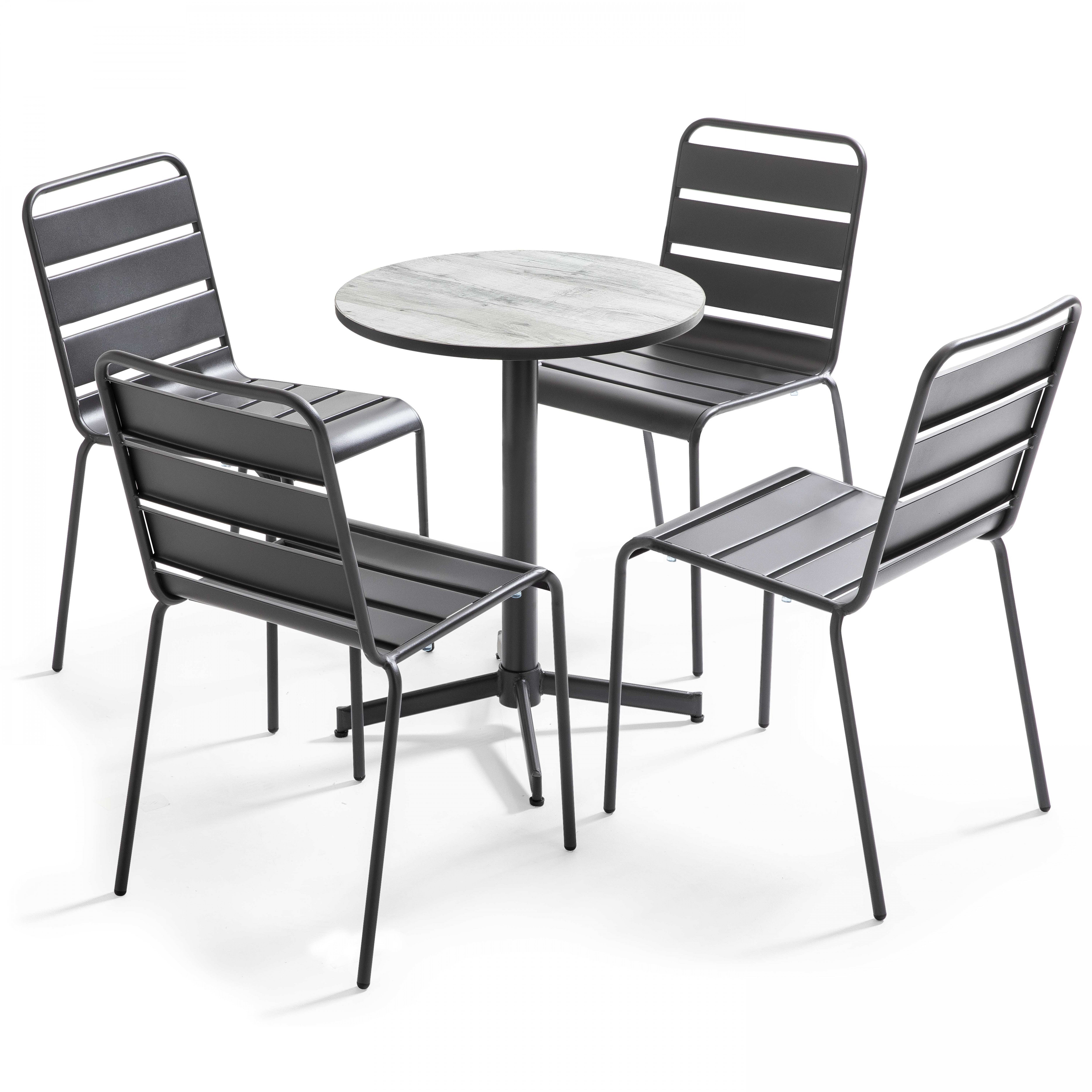 Ensemble de terrasse table ronde et 4 chaises gris , Tivoli - Oviala ...