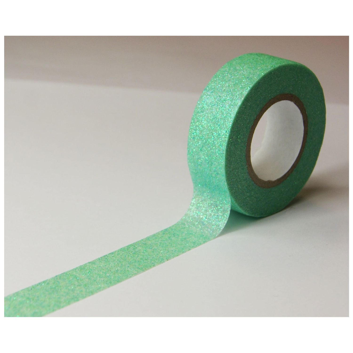 Cinta adhesiva - Verde claro - Purpurina - Reposicionable - 15 mm x 10 ...