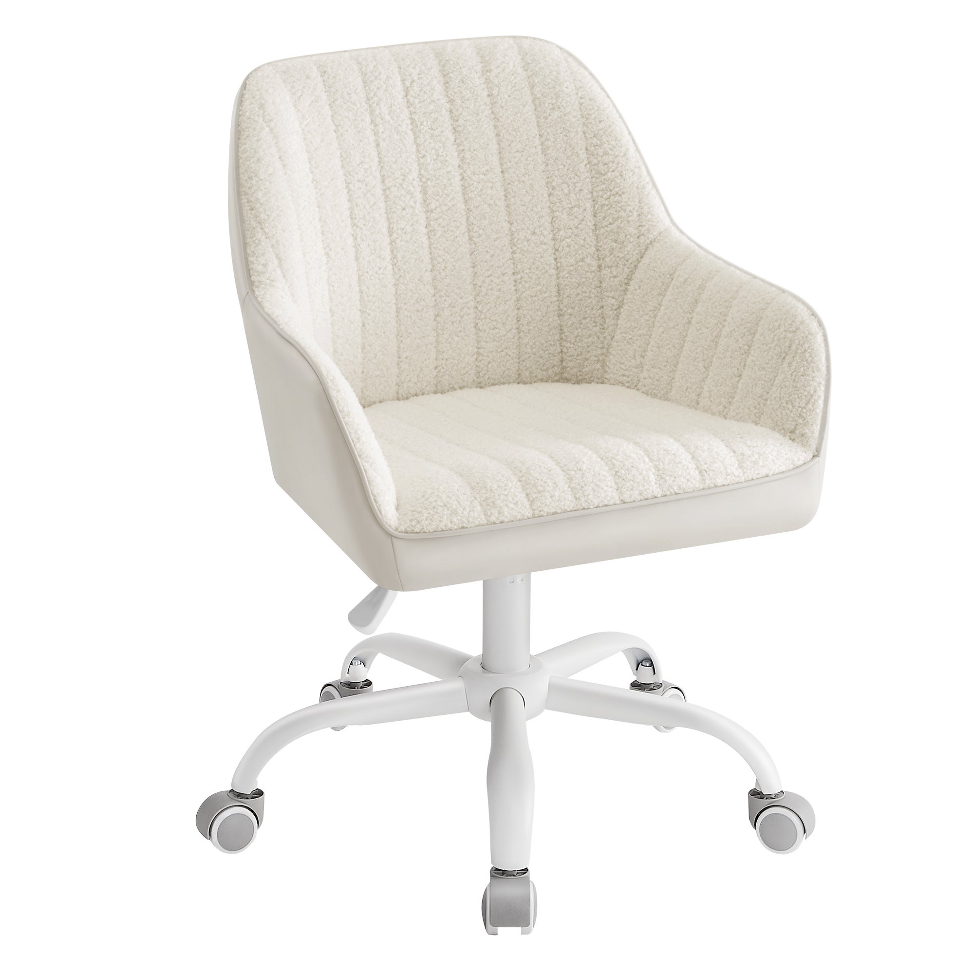 Chaise de Bureau, Fauteuil Pivotant, Beige Cappuccino et Blanc Nuage ...