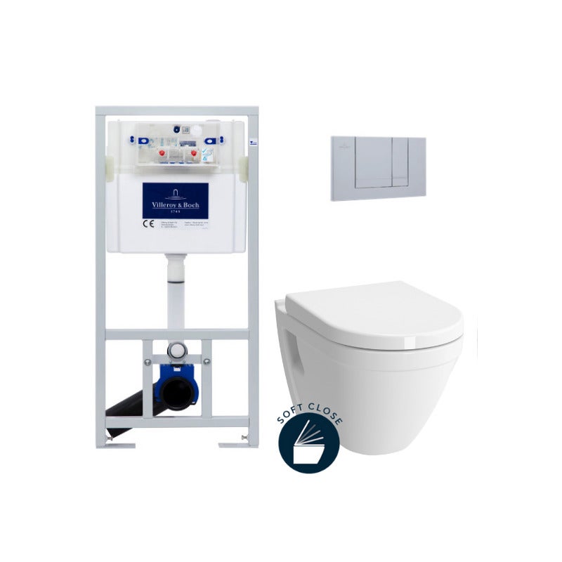 Villeroy & Boch Pack WC bâti-support + WC suspendu Vitra S50 + Abattant ...