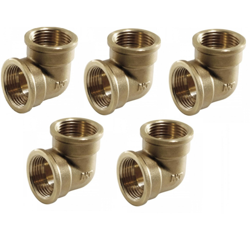 Lot de 5 Coude femelle en laiton 1/2'' | Accessoire en laiton Aenor | Coude filetage femelle 1/2 ...
