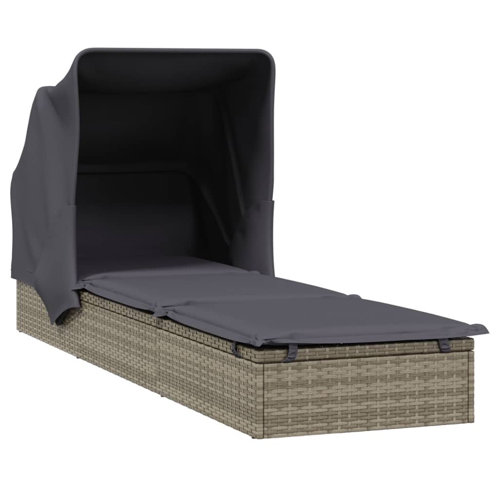 Transat chaise longue bain de soleil avec toit pliable 213 x 63 x 97 cm ...
