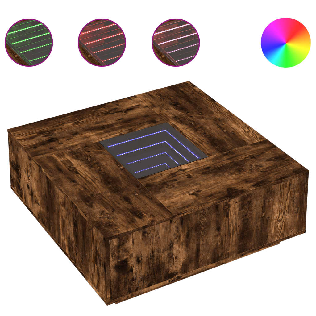 Table basse | Table d'appoint | Table de Salon avec LED infini chêne ...