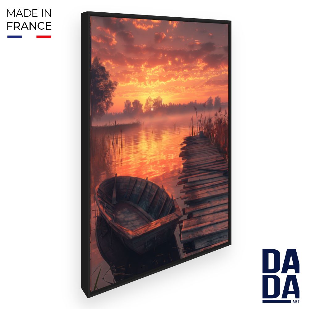 Toile encadrée Coucher de soleil / 60x90cm / Cadre Noir / Fabriqué en ...