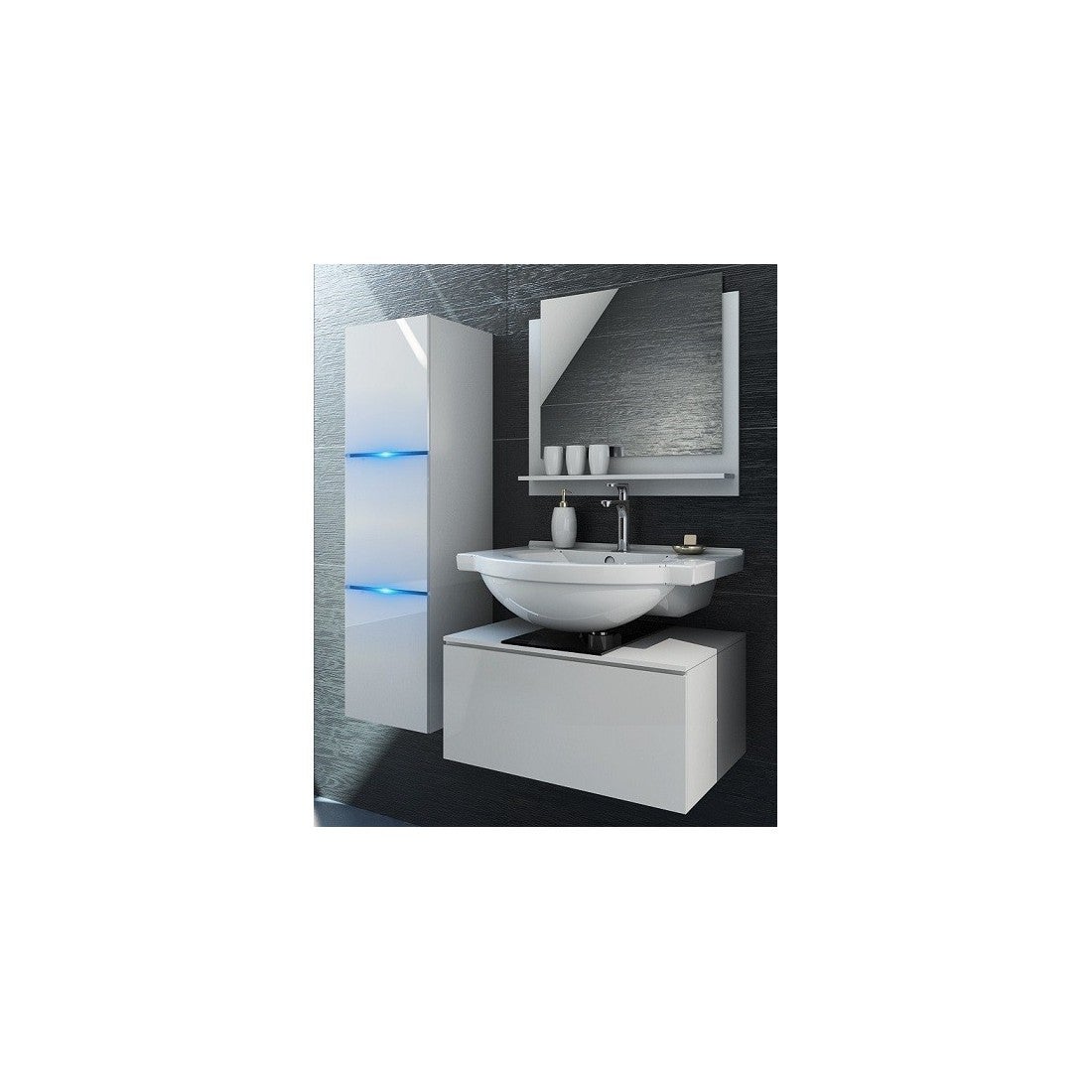 Set mobile da bagno bianco collezione OWL. Colonna, mobile sottolavabo ...