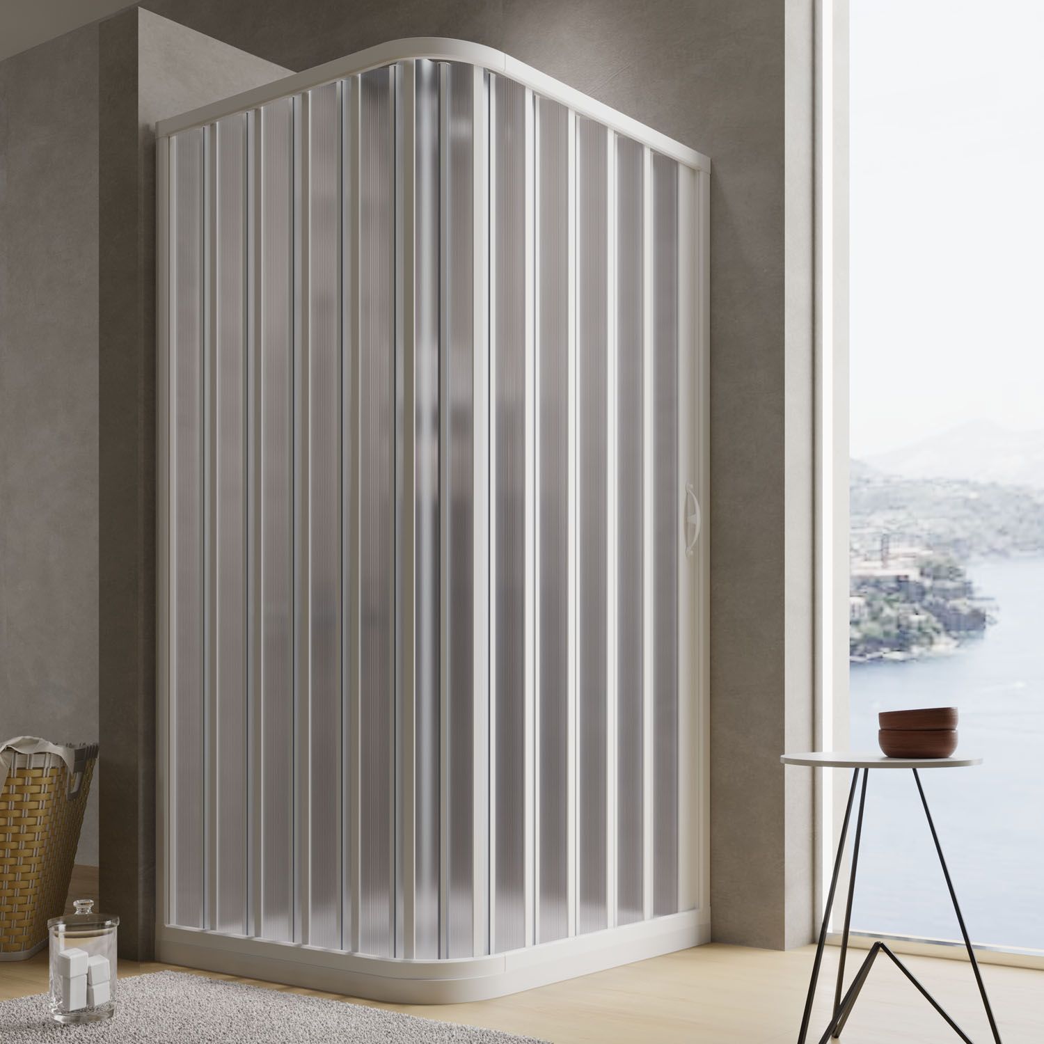 Box doccia a soffietto in PVC 75x75 cm H 185 mod. Aster con apertura ...