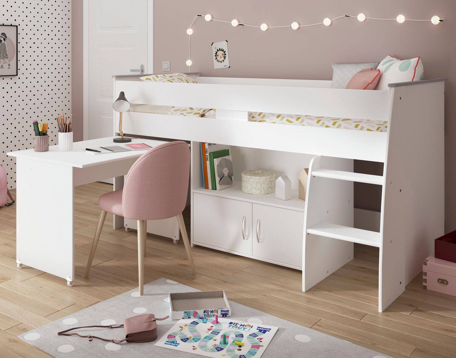 Cama combinada con escritorio y almacenamiento - 90x200 cm - Reverse ...