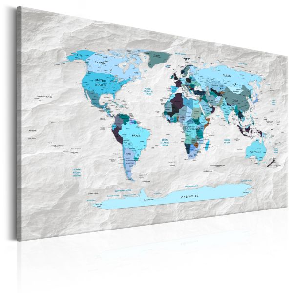 Tableau Cartes du monde World Map: Blue Pilgrimages 60x40 cm | Leroy Merlin