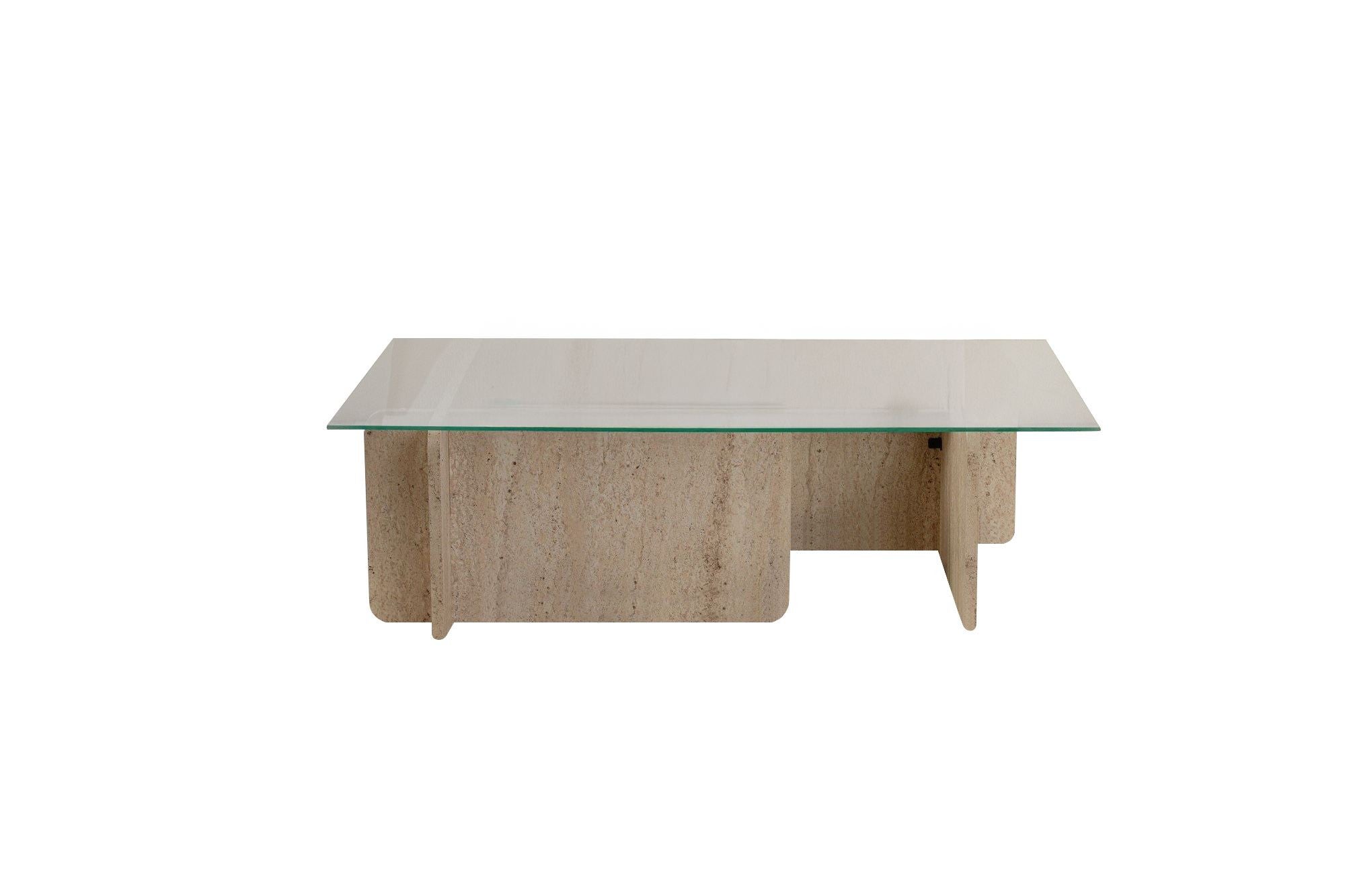 Table basse en bois "Flavio" - 105 x 65 x 30 cm - Travertin | Leroy Merlin