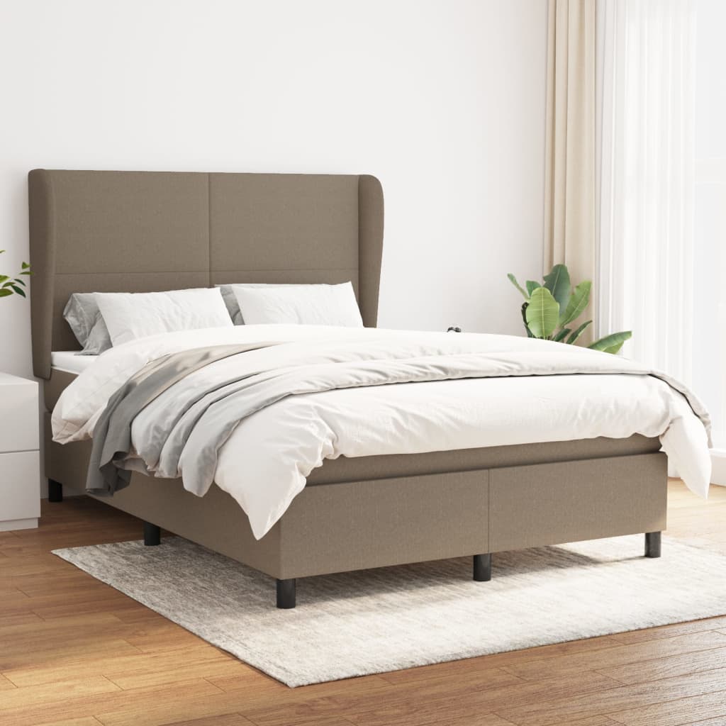 Cama con somier y colchón Taupe 140x190 cm Tela | Leroy Merlin