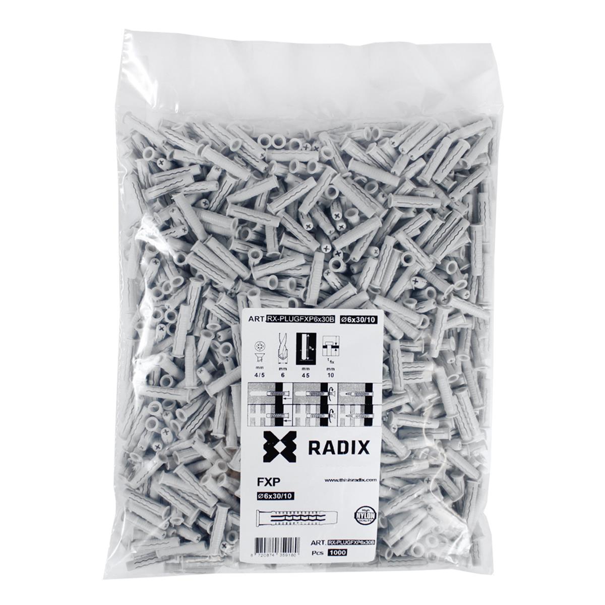 Cheville en nylon - Radix - FX PRO - 6 x 30 mm (1000 pièces) | Leroy Merlin