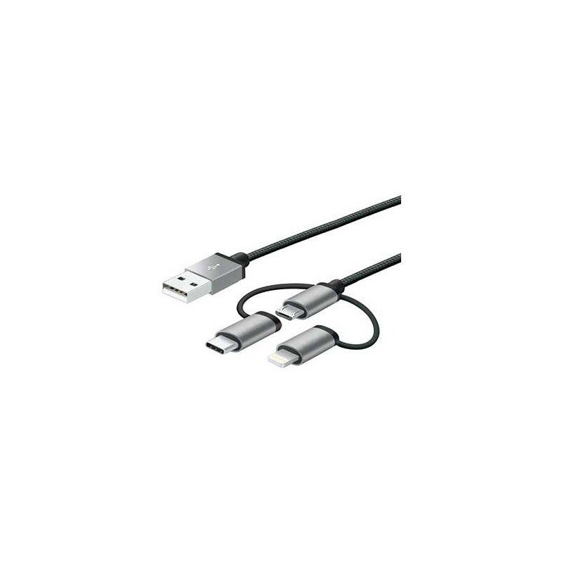 Cable charge 3 en 1 lightning micro usb et usb c Mobility Lab TEL309972 | Leroy Merlin