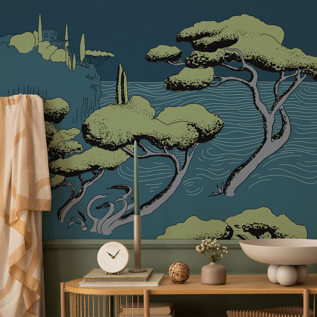 Carta da parati panoramica Paesaggio di ruscelli, Blu 300 x 250cm ...