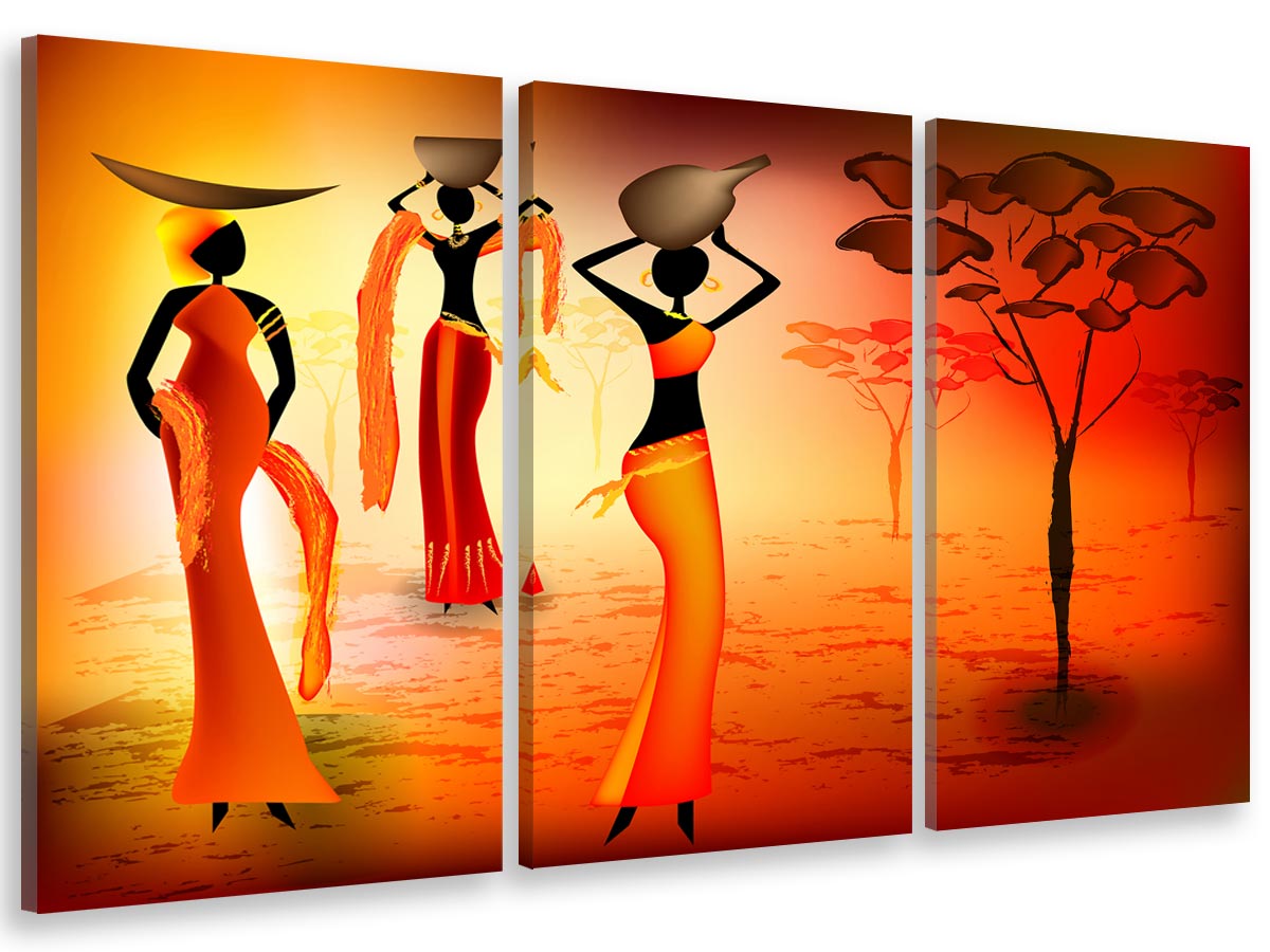 Tableau triptyque deco femmes dans la savane - 90x60 cm | Leroy Merlin