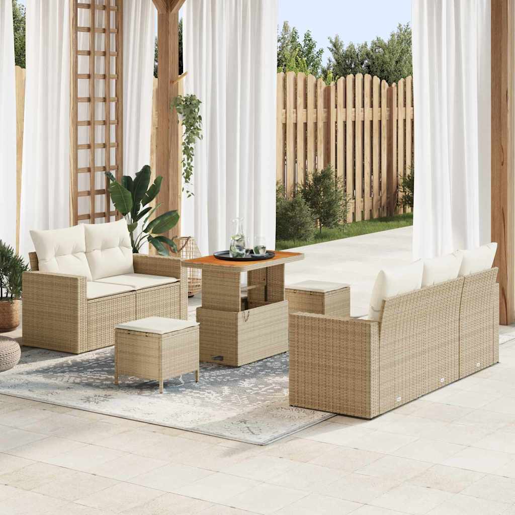Set Divano da Giardino con cuscino 8 pcs beige e panna vidaXL | Leroy ...