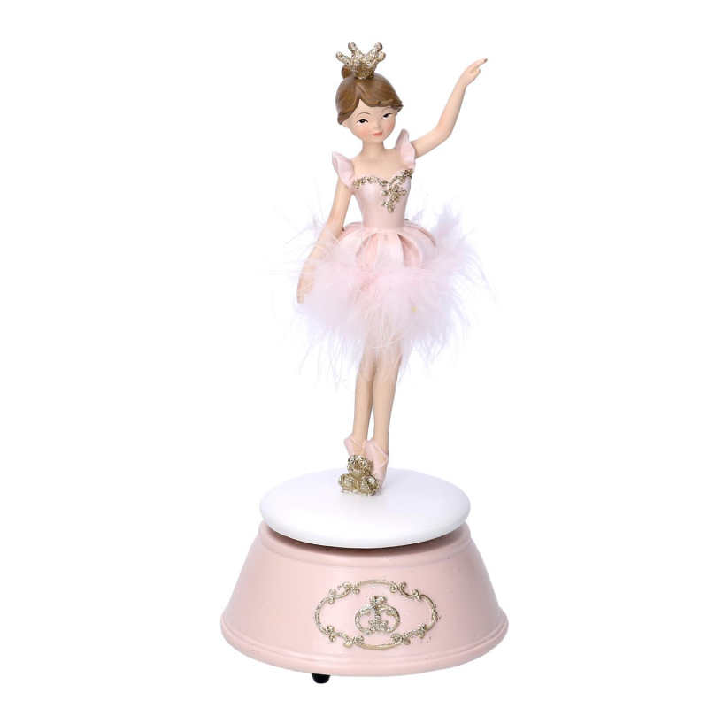 Carillon Ballerina, Resina, Rosa, 10,5x10,5x22,5cm | Leroy Merlin