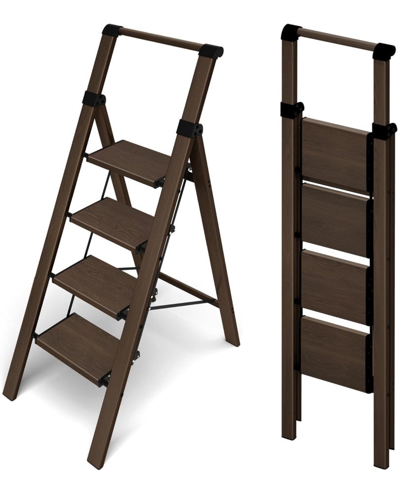 Escalera AGATHA - Escalera domestica de Aluminio con Mango. 4 peldaños ...