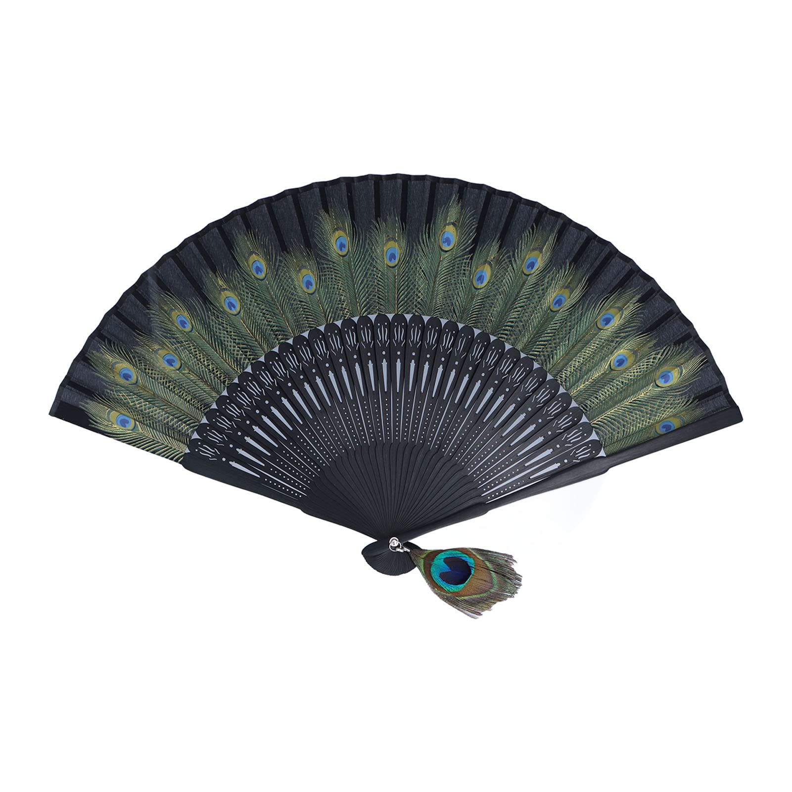 Éventail pliable, éventails à main pliables, 1 pompon, os noirs Beautif ...