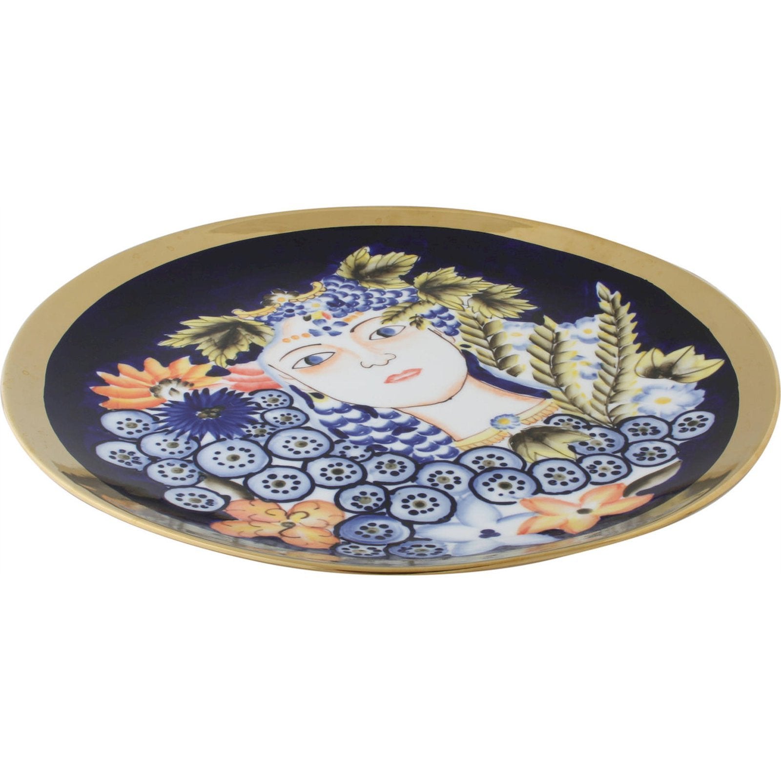Centre de table en porcelaine design et coloré 42 x 42 x 4 cm Bleu azur ...