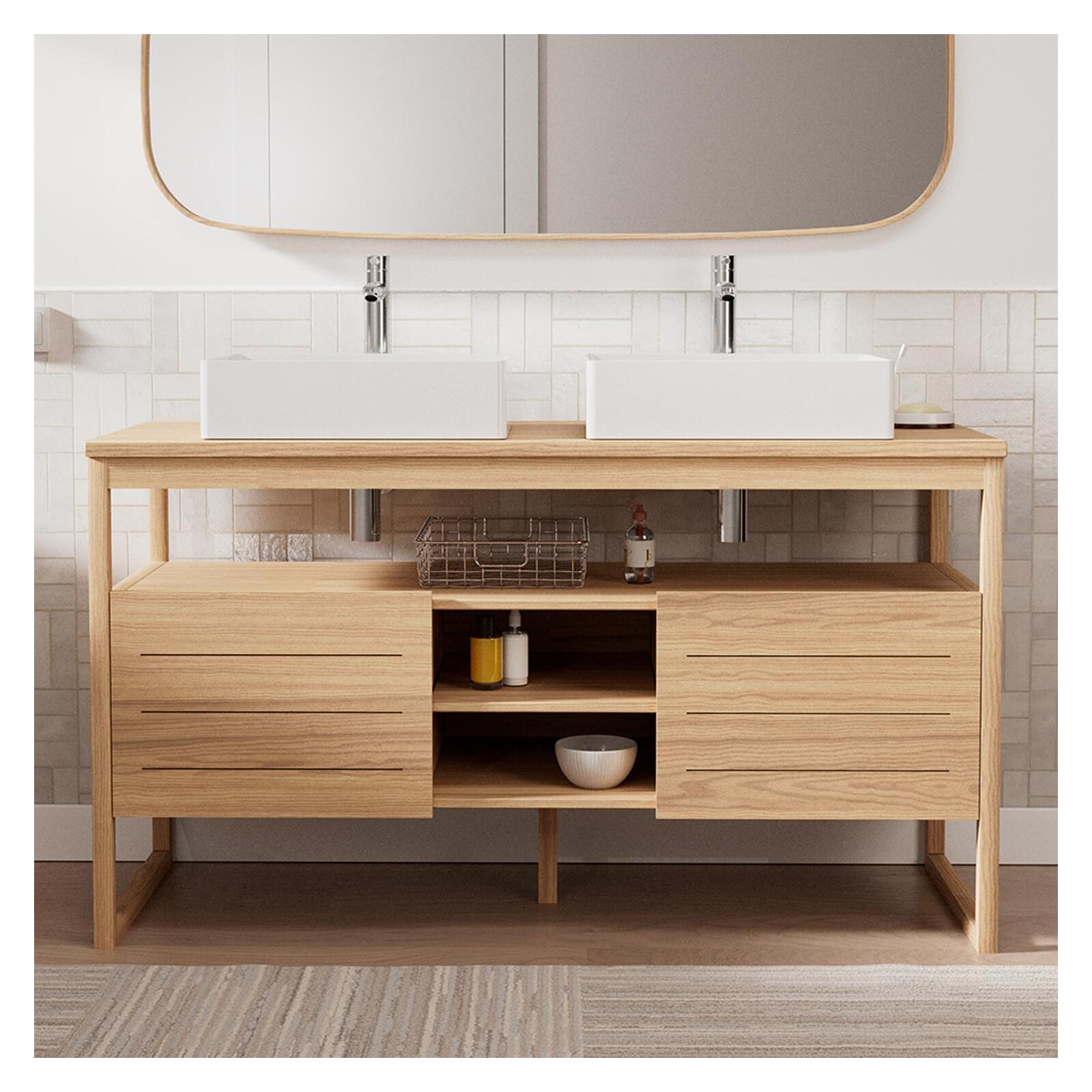 Ensemble meuble double vasque ATOLL 140cm + vasques | Leroy Merlin