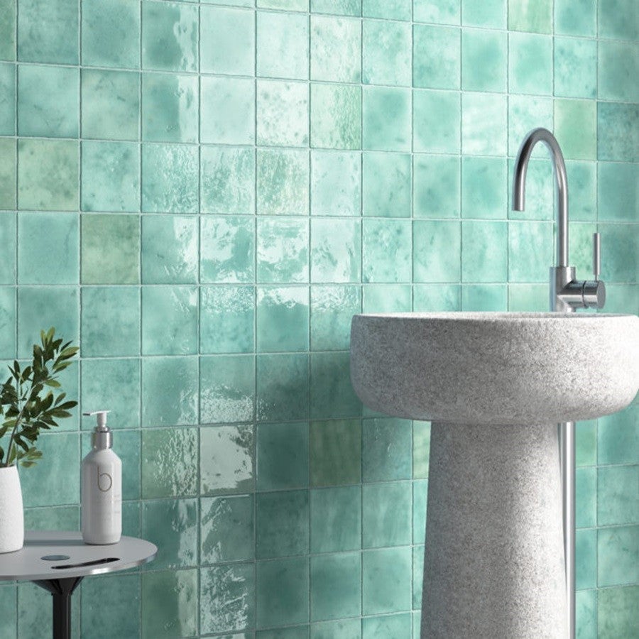 Carrelage Effet Zellige 10x10 Cm Menorca Aqua | Leroy Merlin