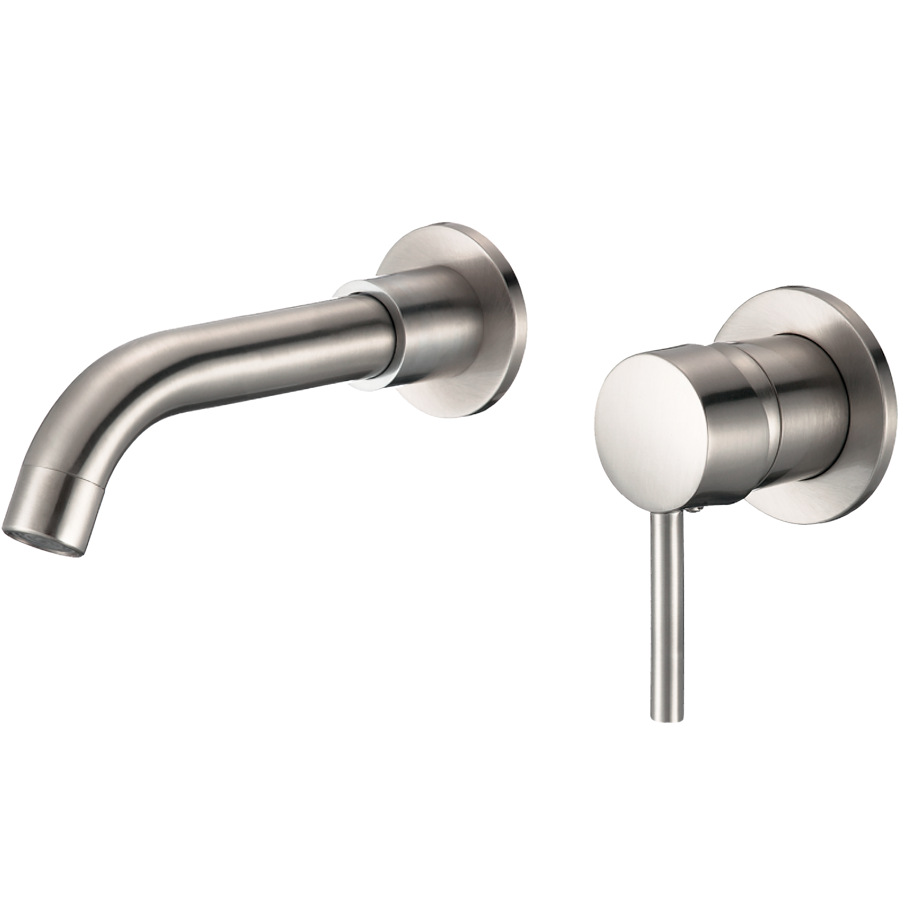 VALAZ Robinet de lavabo rond à encastrer bec en acier brossé 15 cm ...