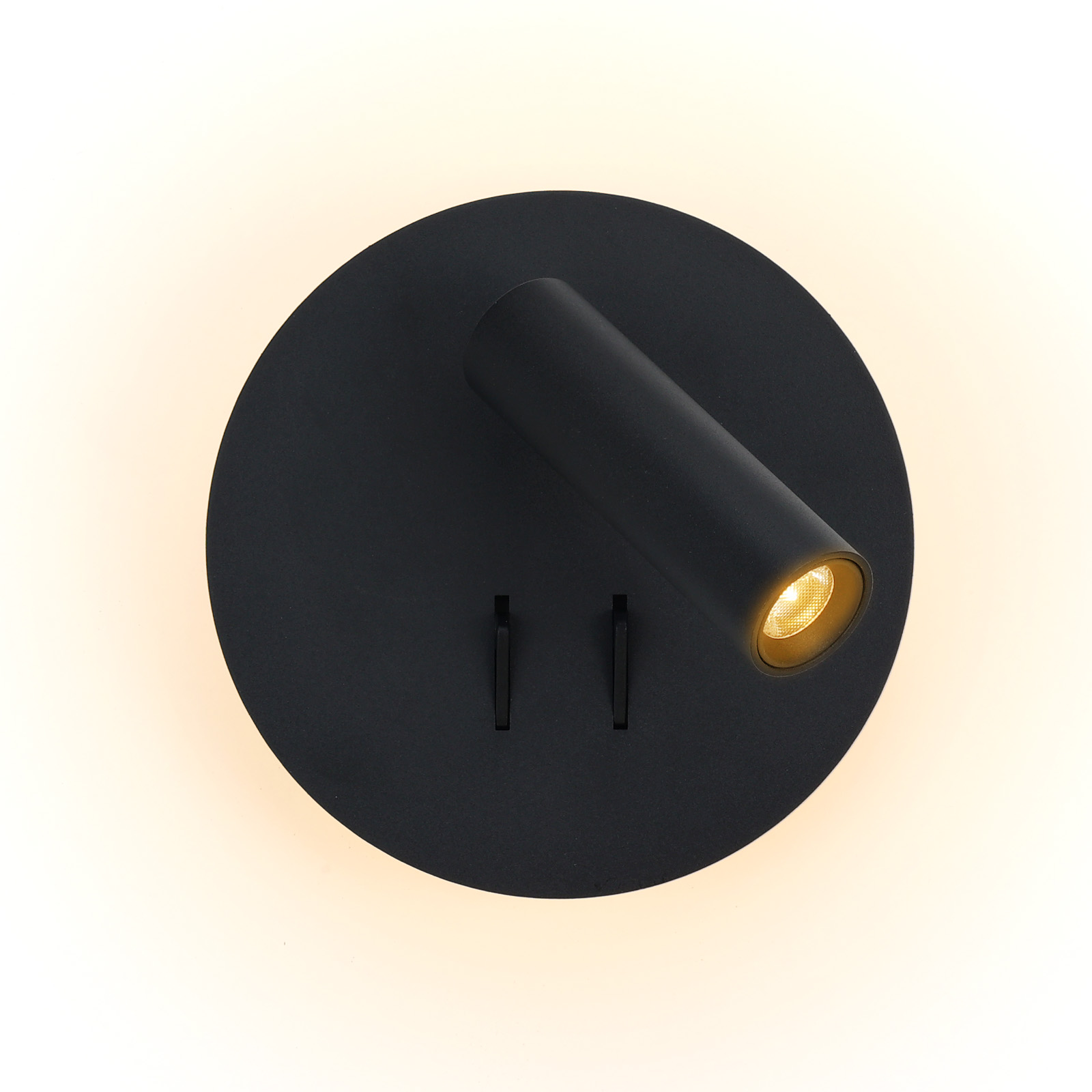 Applique murale ronde en aluminium noir, LED lecture 3W orientable ...