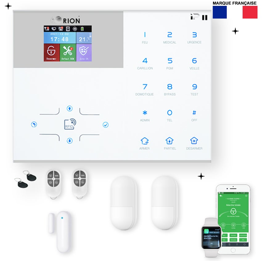 Kit alarme maison sans fil connectée ORION IP + GSM 4G - pour appartement 2 à 3 pieces.. | Leroy ...