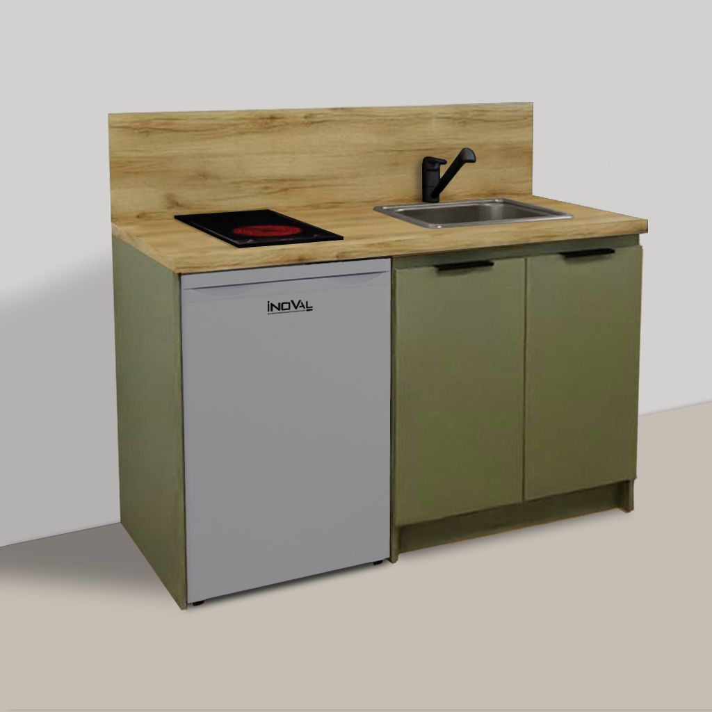 PACK COMPLET KITCHENETTE TERRA VERT ARGILE 140cm + ELECTRO | Leroy Merlin