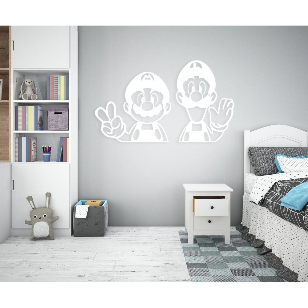 MARIO ET LUIGI - Sticker Mural Vinyle 55x95 Cm - Couleur BLANC | Leroy ...