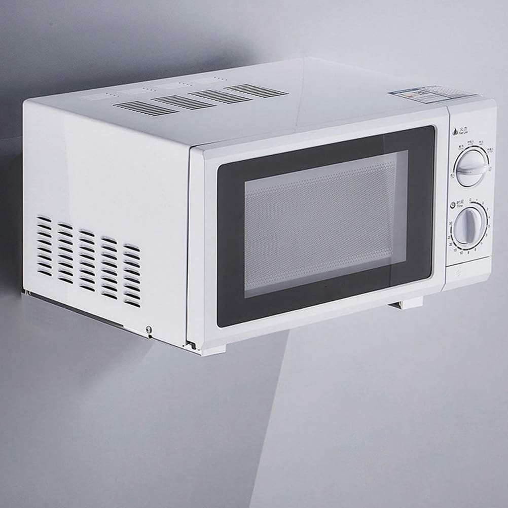 Soporte mural para microondas, 2 piezas, de acero inoxidable, blanco ...