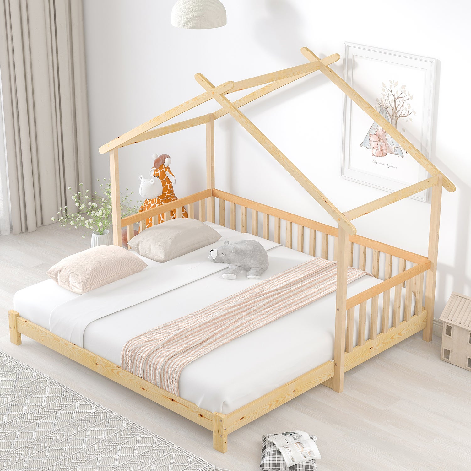 Lit jeune Lit d'enfant Lit extensible Lit maison lit simple 200x90 cm ...