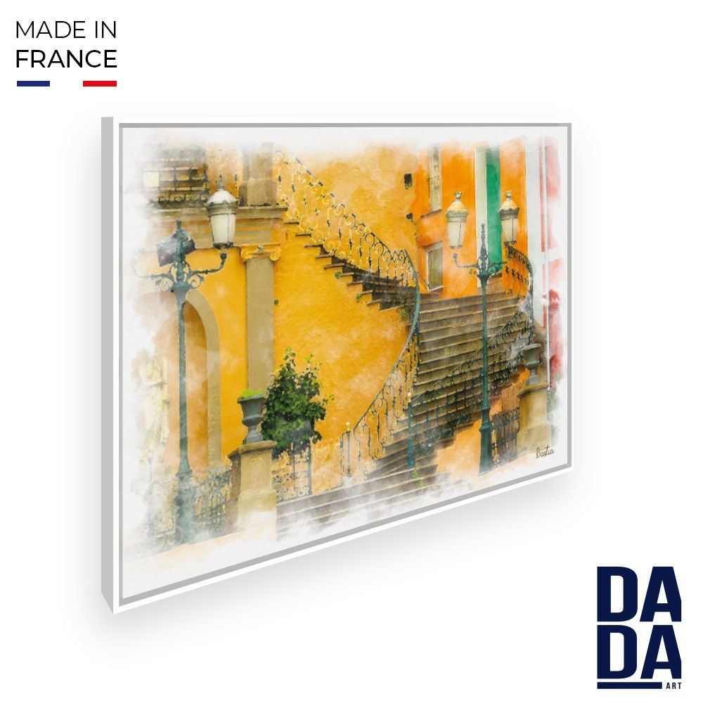 Tableau Escalier de Bastia / 45x60cm / Cadre Blanc / Fabriqué en France ...