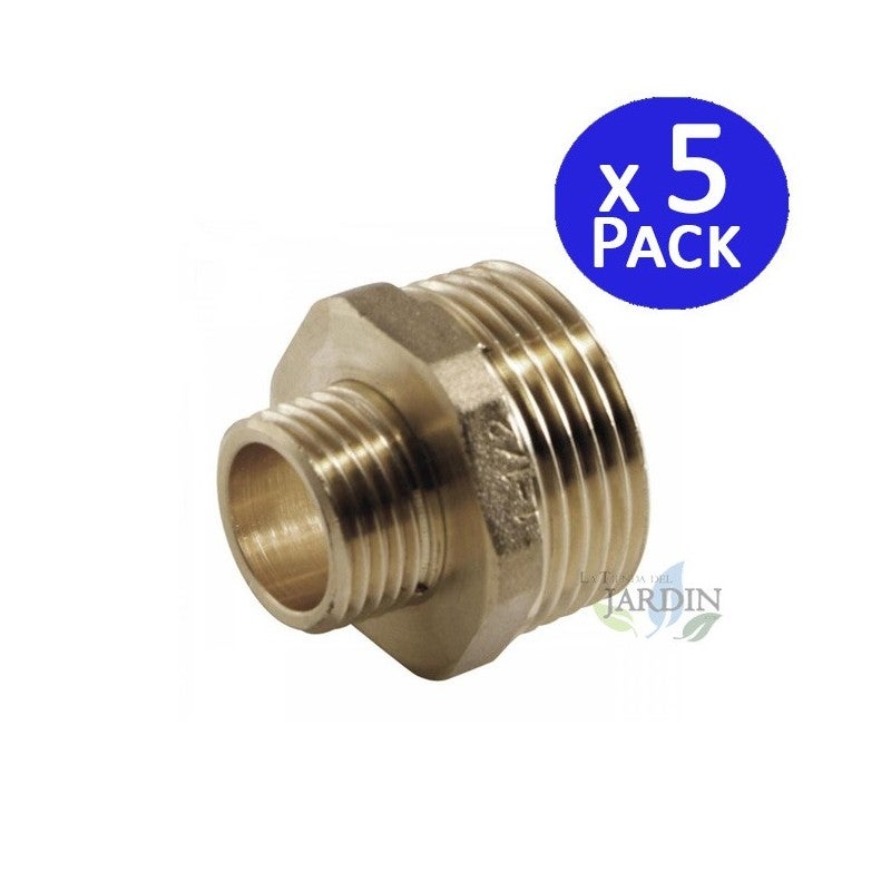 Lot de 5 Mamelon Laiton mâle 1'' x 1/2'' | Accessoire en laiton Aenor | Bouchons filetés en ...